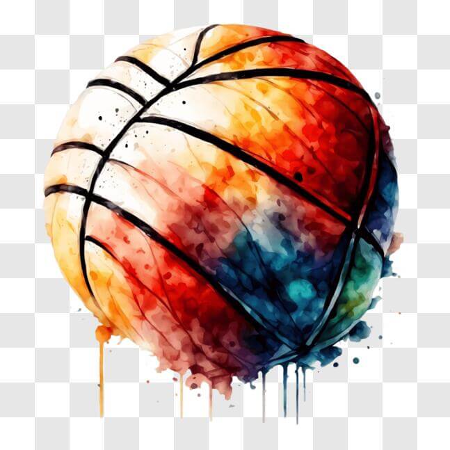 Download Colorful Watercolor Basketball Ball Art Piece PNGs Online ...