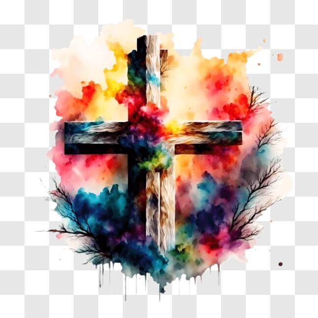 Descarga Cruz de madera pintada y colorida - Símbolo de fe PNGs En ...