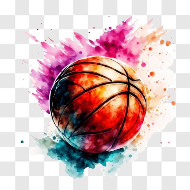 Download Colorful Basketball Ball with Watercolor Splashes PNGs Online ...