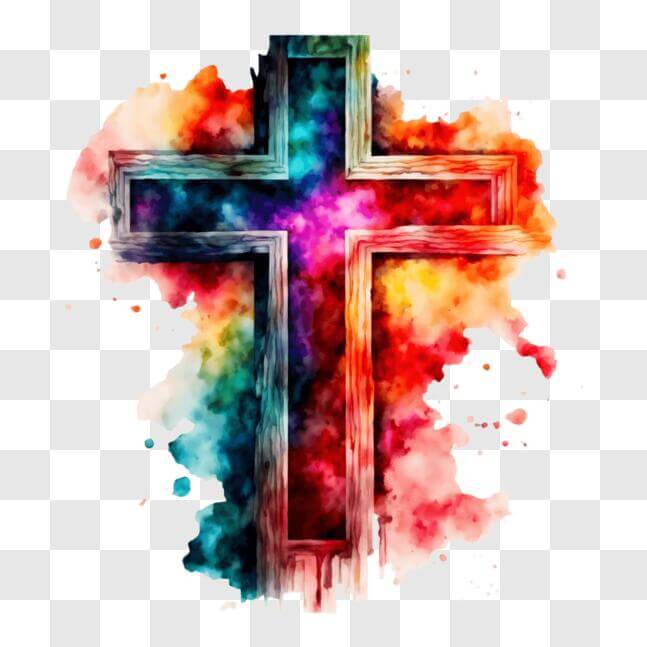 Download Colorful Cross with Watercolor Splashes PNGs Online - Creative ...