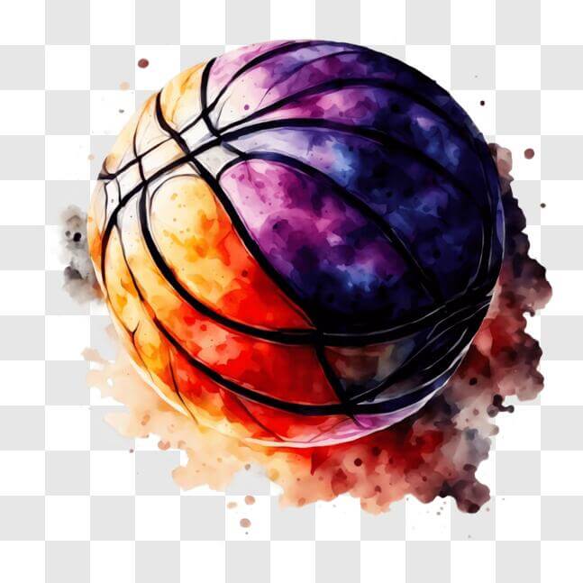 Download Colorful Basketball Ball with Watercolor Splashes PNGs Online ...