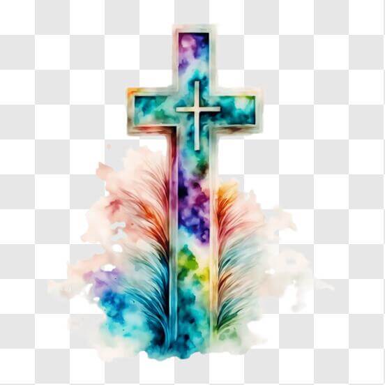 Download Colorful Christian Cross with Jesus Christ Image PNGs Online ...