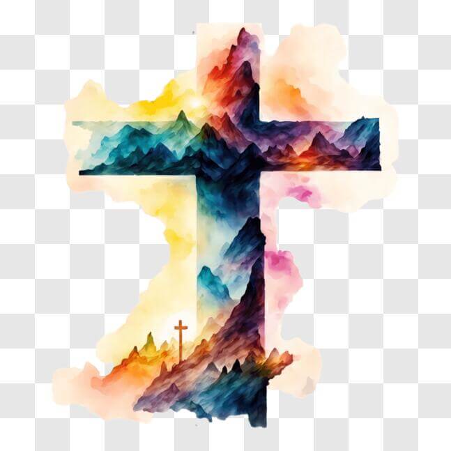 Download Inspirational Watercolor Cross Art PNGs Online - Creative Fabrica