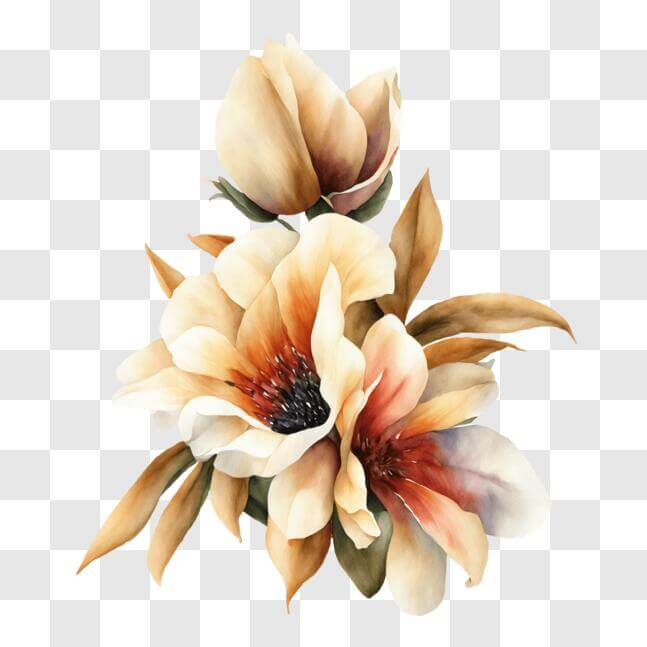 Download White and Tan Flowers on Black Background PNGs Online ...