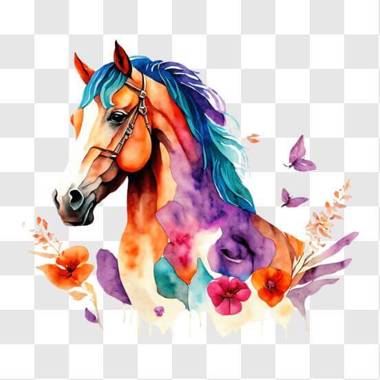 Baixe Cavalo Marrom com Flores Rosa PNGs - Creative Fabrica