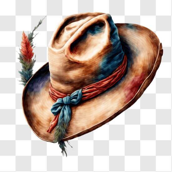 Download Cowboy Hat with Colorful Flowers and Feathers PNGs Online ...