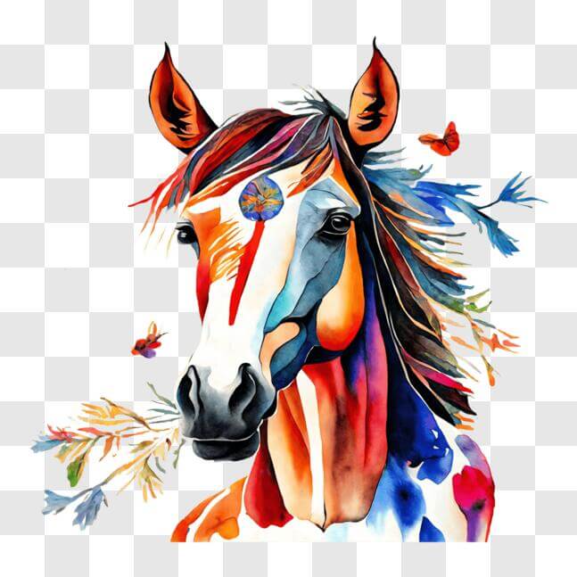 Descarga Obra de arte de Caballo Colorido con Penacho Indio PNGs En ...