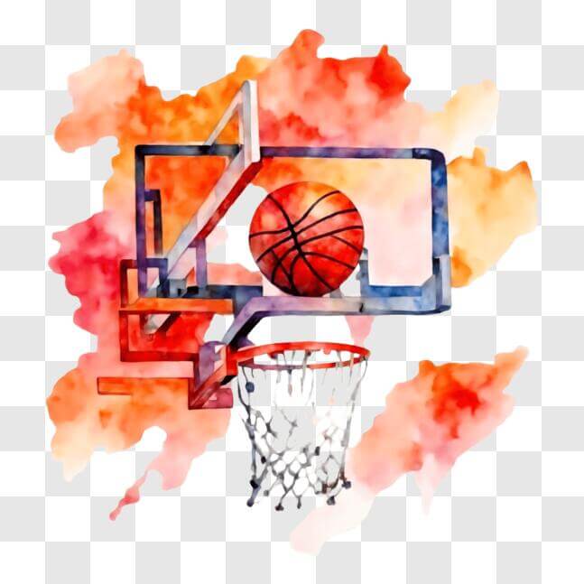 Download Abstract Basketball Hoop Watercolor Painting PNGs Online ...