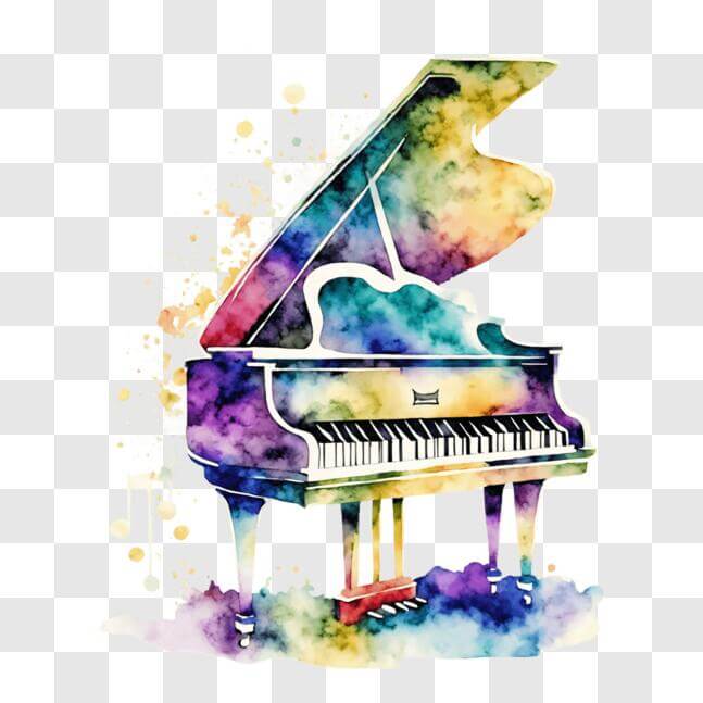 Download Colorful Painting of a Grand Piano with Music Notes PNGs ...