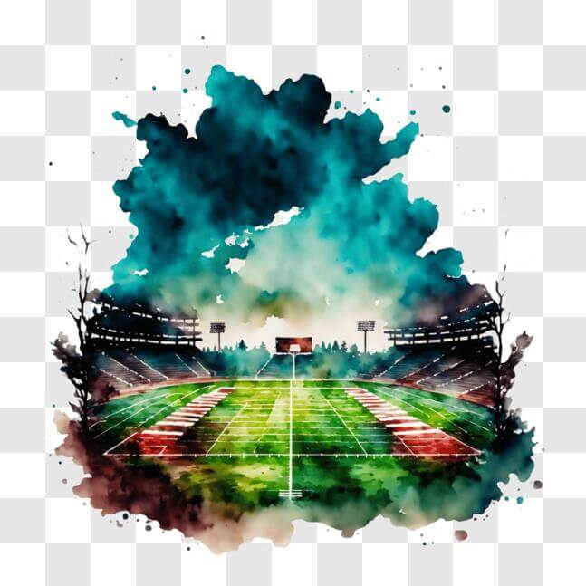 Download Watercolor Painting of an Empty Football Field PNGs Online ...