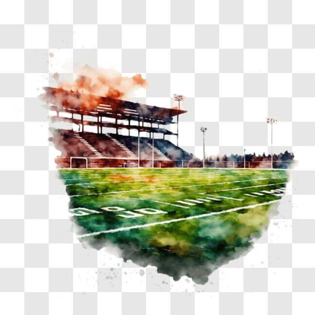 Download Watercolor Painting of a Football Field with Splashes of Paint ...