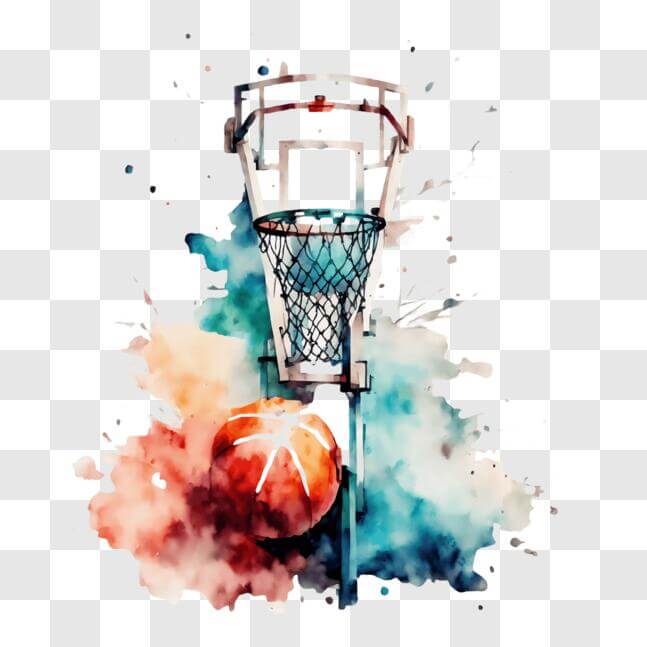 Download Colorful Basketball Hoop with Watercolor Splashes PNGs Online ...