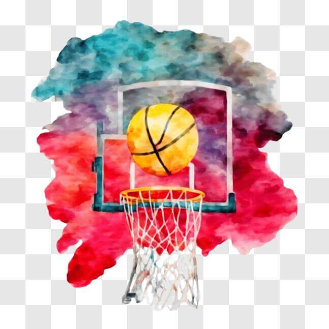 Download Colorful Basketball Hanging on Hoop PNGs Online - Creative Fabrica