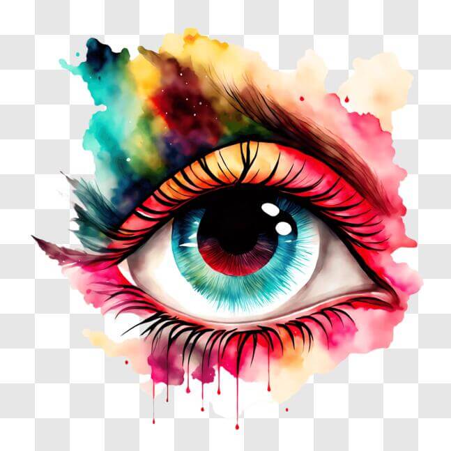 Download Colorful Eye with Dripping Paint on Paper PNGs Online ...