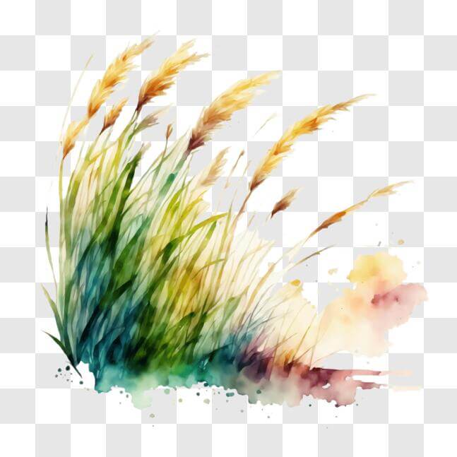 Download Watercolor Painting of Tall Grasses on Black Background PNGs ...