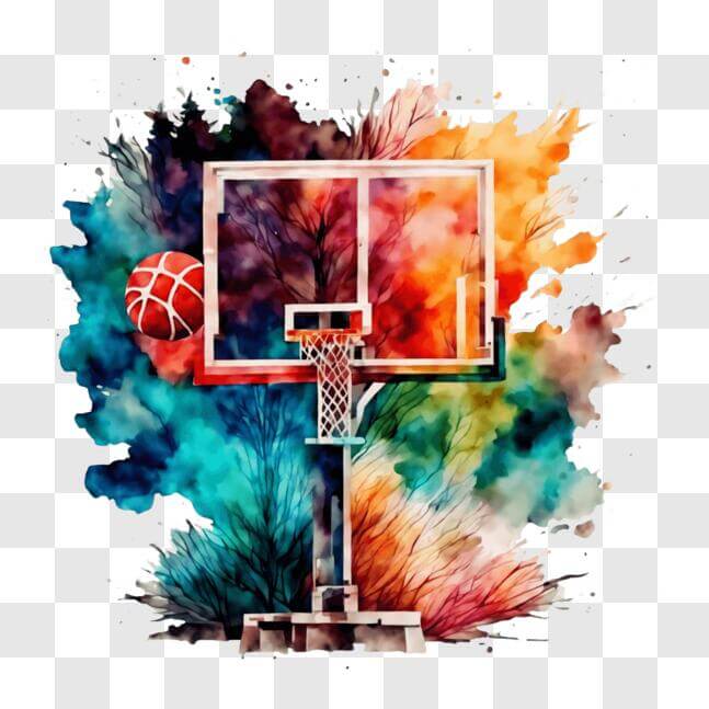 Download Colorful basketball hoop with paint splashes PNGs Online ...