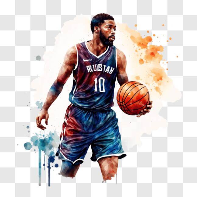 Download Basketball Player with Uniform Number 10 in Colorful Painting ...