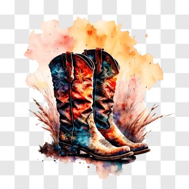 Download Watercolor Cowboy Boots Artwork PNGs Online - Creative Fabrica