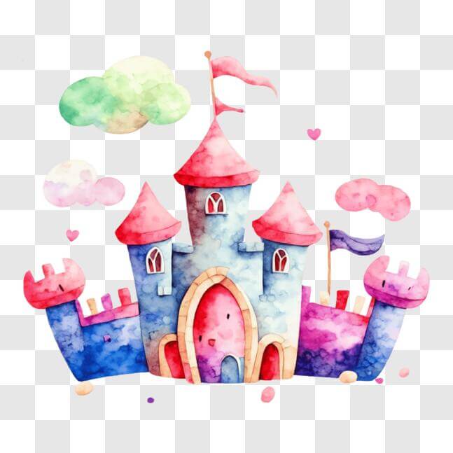 Download Whimsical Watercolor Castle for Kids' Events and Art Decor ...