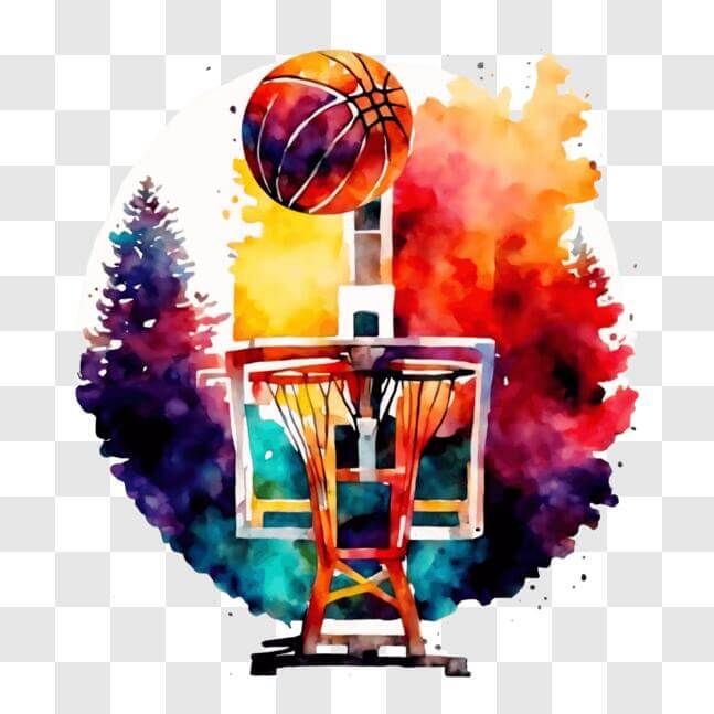 Download Basketball Hoop and Net Watercolor Painting PNGs Online ...