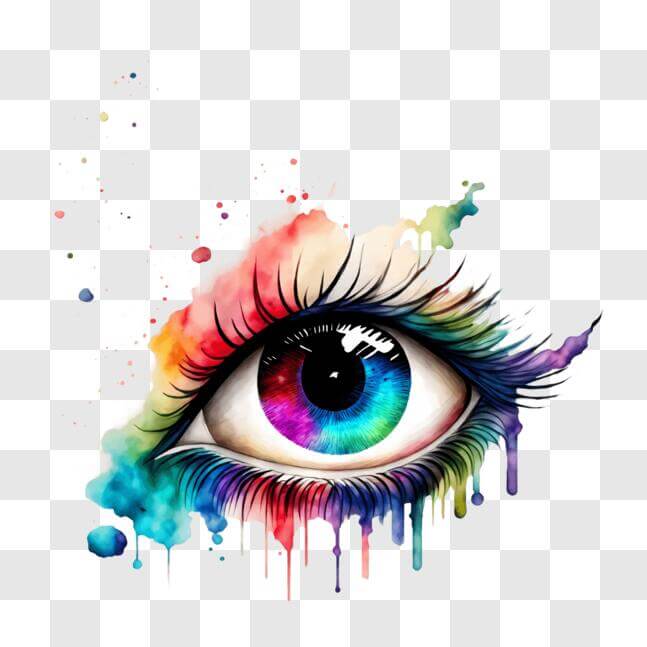 Download Colorful Paint Dripping Eye on Black Background PNGs Online ...