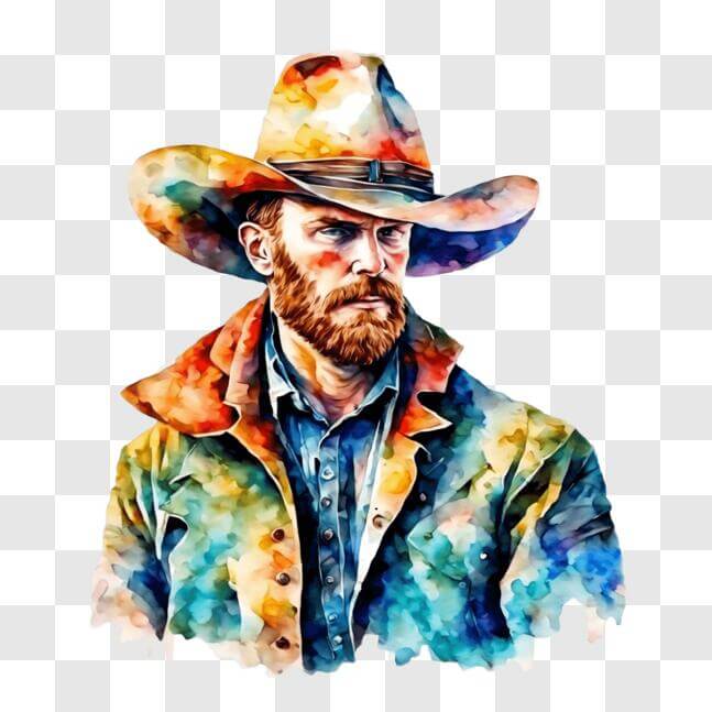 Download Watercolor Painting of a Cowboy with Texas Rangers Logo PNGs ...