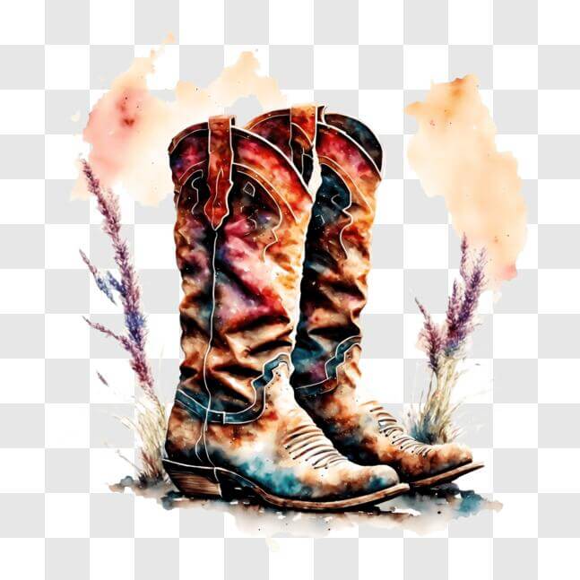Download Western-themed Art Print with Cowboy Boots PNGs Online ...
