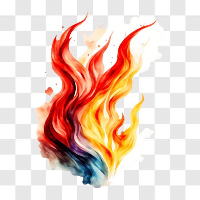 Download Colorful Fire Flames Watercolor Painting PNGs Online ...