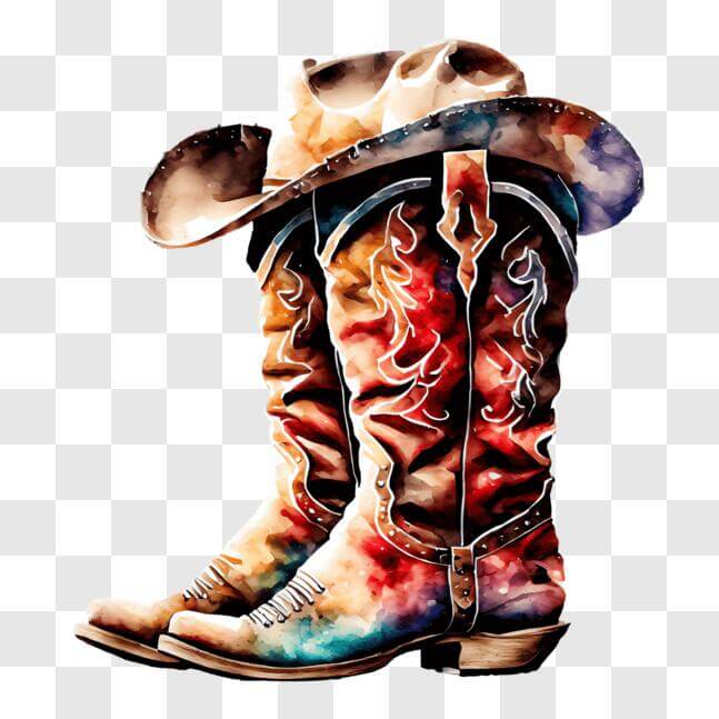 Download Colorful Cowboy Boots with Hats PNGs Online - Creative Fabrica