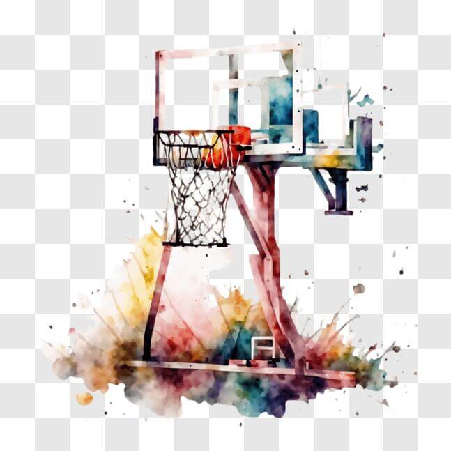 Download Watercolor Basketball Hoop with Splashes of Paint PNGs Online ...