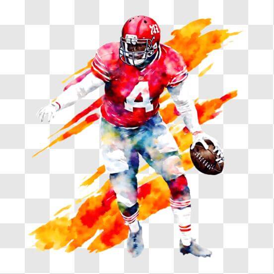 Download Football player running with paint splatters on uniform PNGs ...