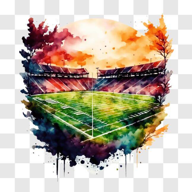 Download Empty Football Stadium Watercolor Painting with Sun in the ...