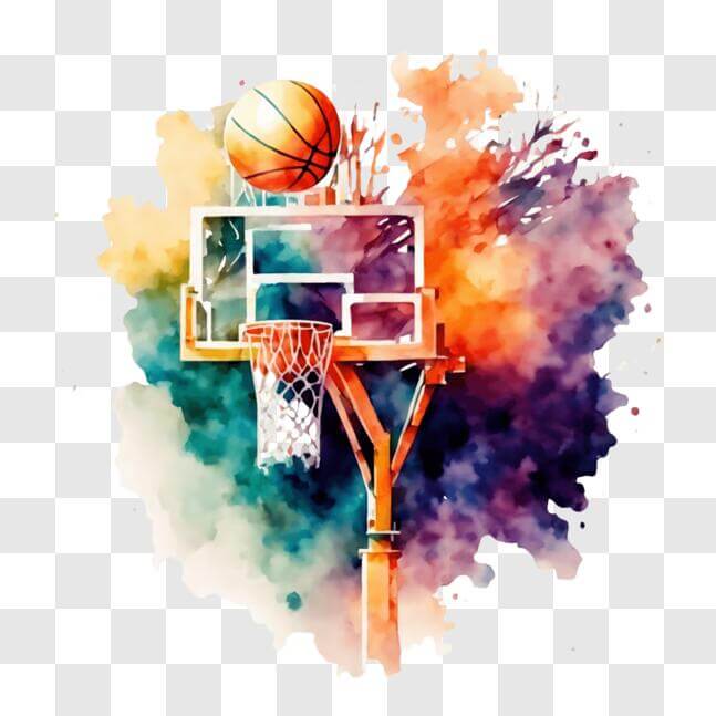 Download Colorful Basketball Hoop with Paint Splashes PNGs Online ...