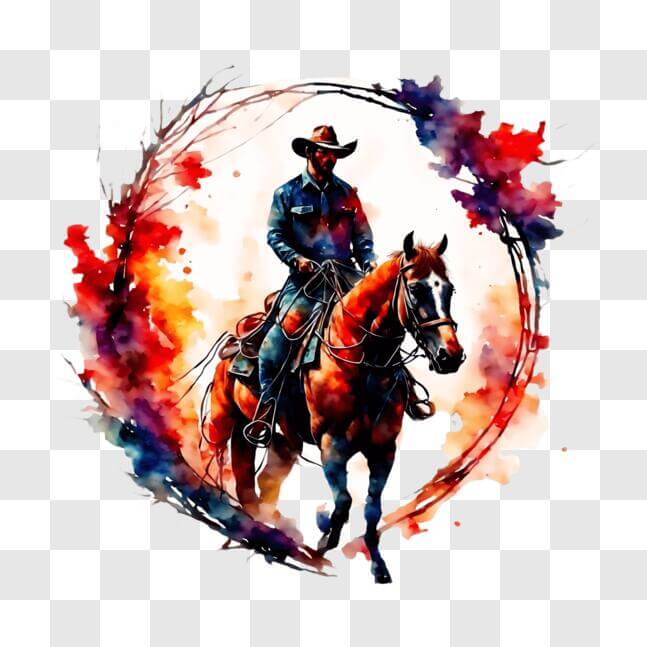 Download Abstract Cowboy Riding Horse Art PNGs Online - Creative Fabrica