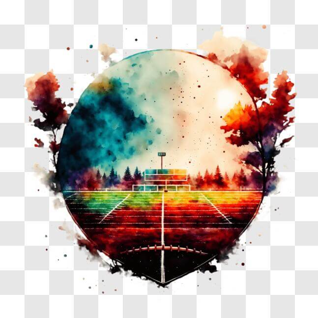 Download Abstract Football Field Painting with Trees and Clouds PNGs ...