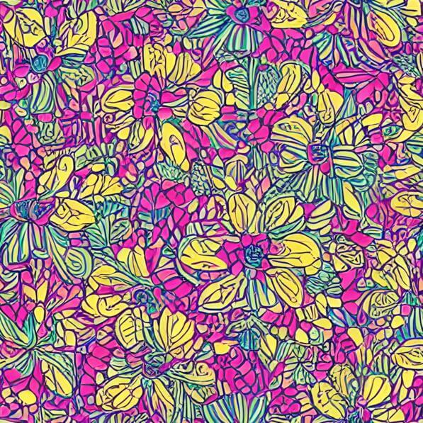 Download Colorful Flower Doodle Pattern on Pink, Yellow, and Blue ...