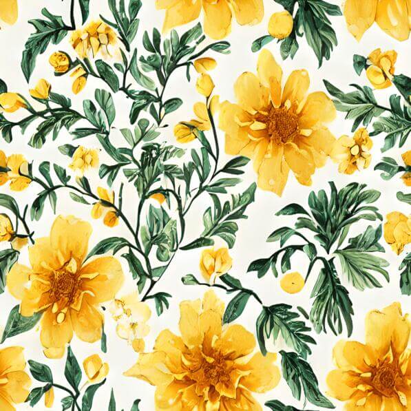 Download Seamless Yellow Flowers Pattern with Green Leaves Patterns ...