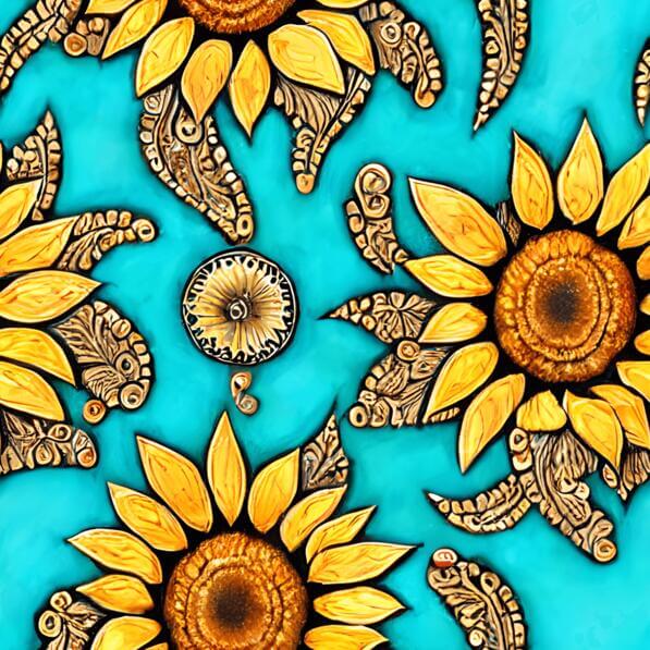 Download Sunflower Paintings on Turquoise Background with Clocks ...