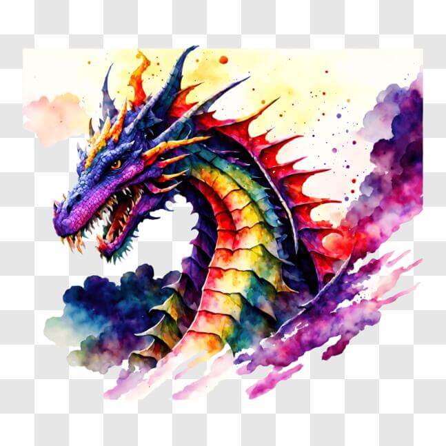 Download Colorful Watercolor Dragon PNGs Online - Creative Fabrica