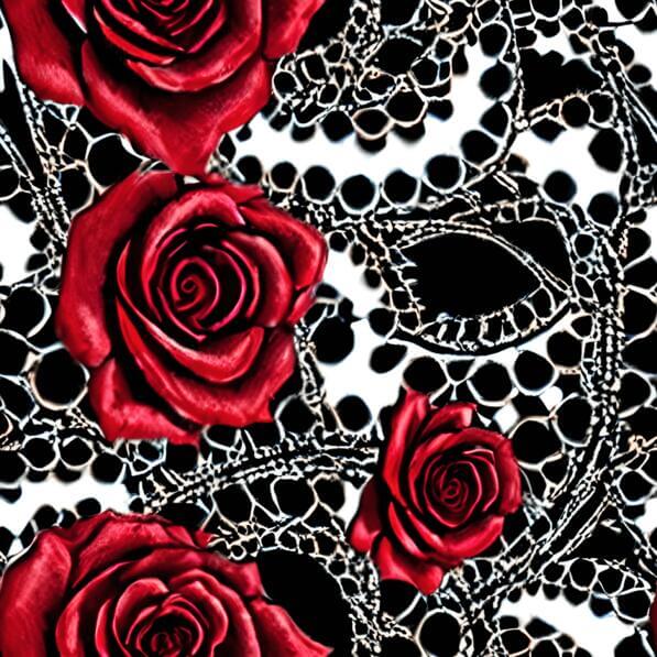Download Black and White Floral Background with Red Roses Patterns ...