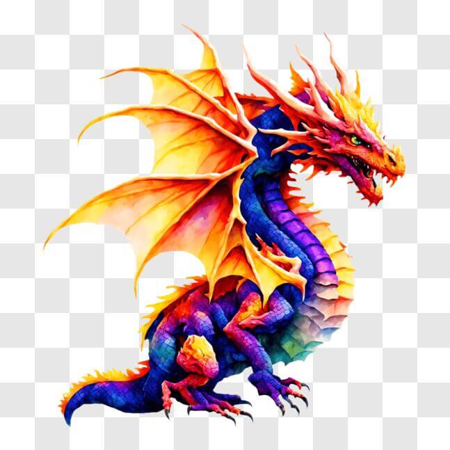 Download Colorful Dragon Sitting on Its Back PNGs Online - Creative Fabrica