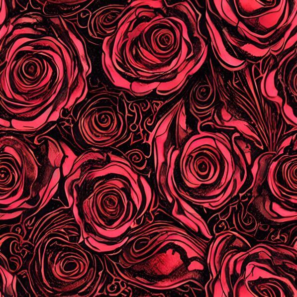 Download Seamless Red Rose Pattern on Black Background Patterns Online ...