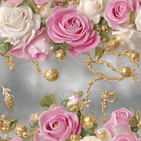 Download Pink and Gold Floral Arrangement with Jewelry Patterns Online ...