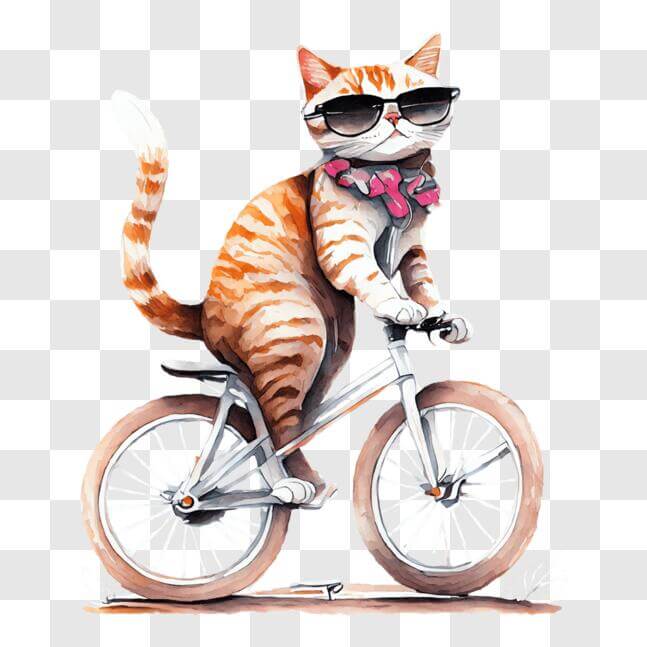 Download Cute Cat Riding a Bicycle with Sunglasses PNGs Online ...
