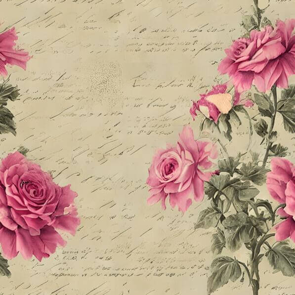 Download Pink Roses Seamless Pattern on Parchment Paper Background ...