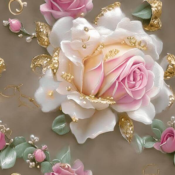 Download Pink and White Floral Pattern with Gold Accents Patterns ...