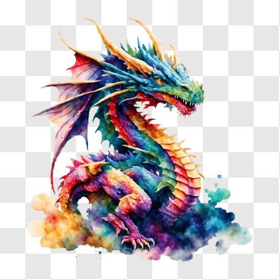 Download Colorful Dragon Sitting on Flowers PNGs Online - Creative Fabrica
