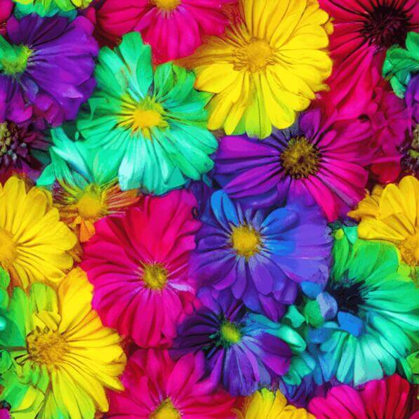 Download Colorful Bouquet of Flowers in Blue, Green, Yellow, and Purple ...