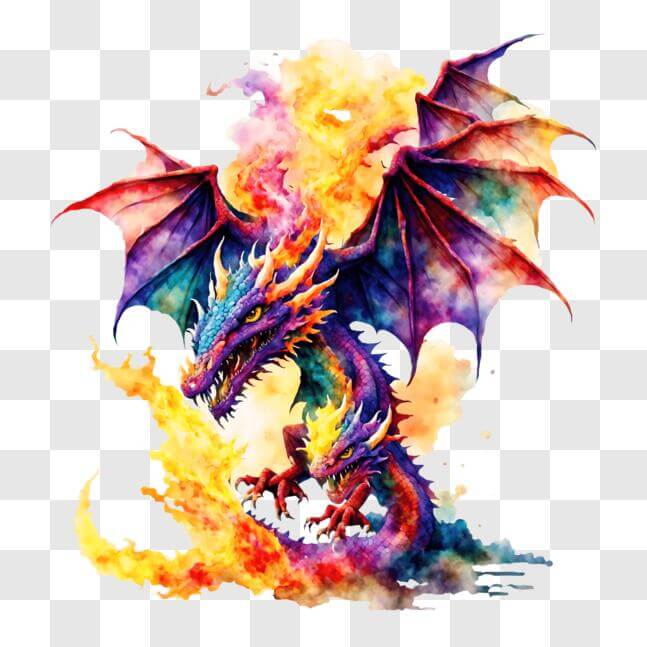 Download Colorful Dragon Illustration Floating in Space PNGs Online ...
