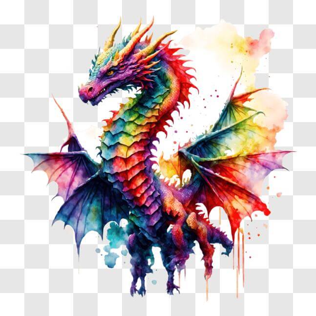 Download Colorful Dragon Sitting on Abstract Background PNGs Online ...